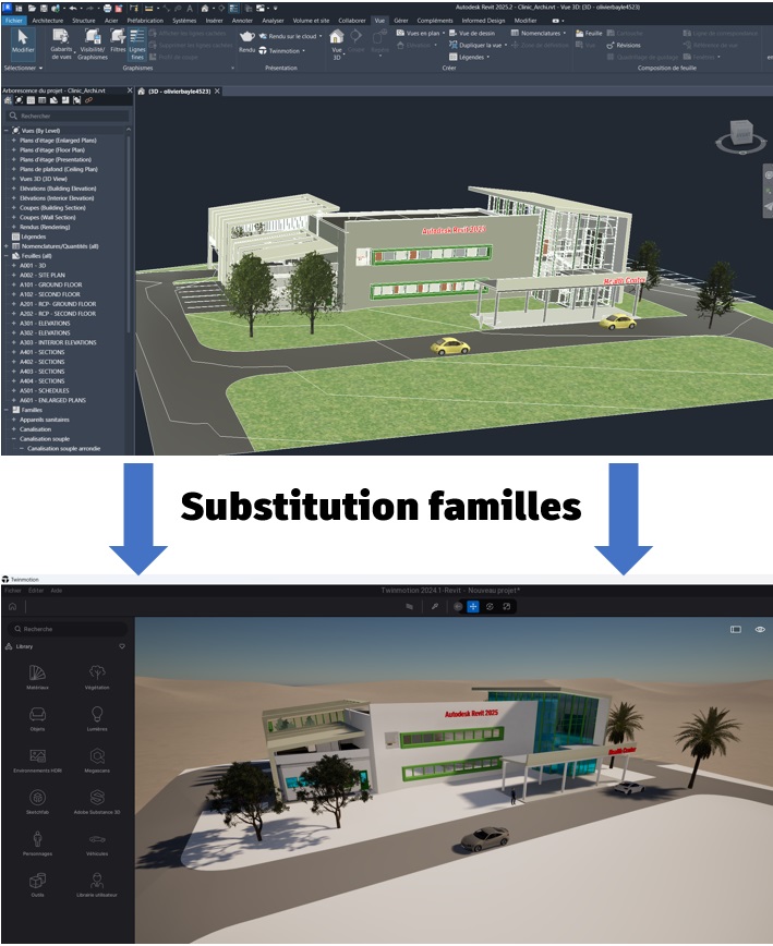 Village BIM - [Nouveauté] Autodesk Revit 2025.2 – Substitution familles par des objets Twinmotion